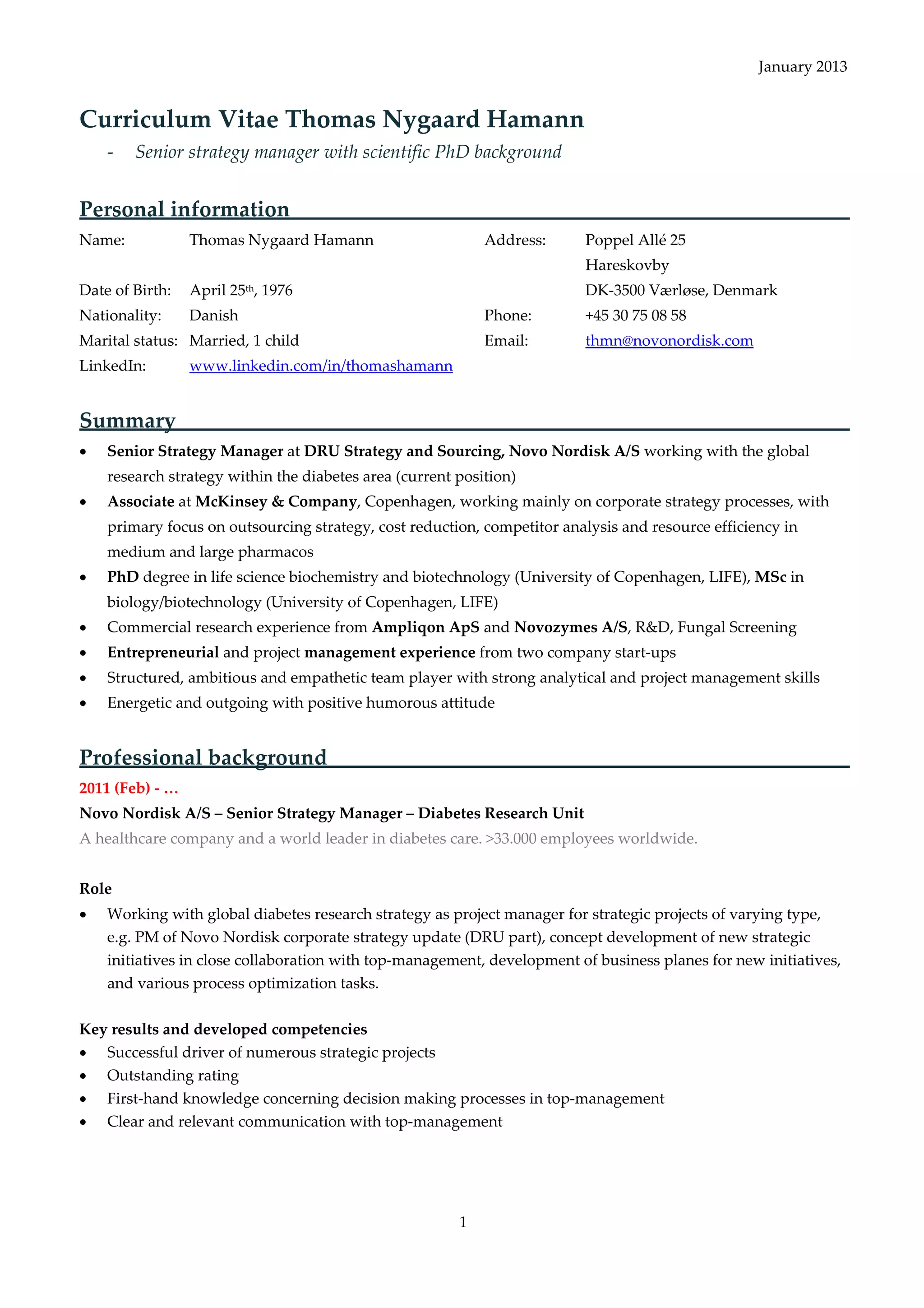 CV Thomas Nygaard Hamann 2013 | PDF