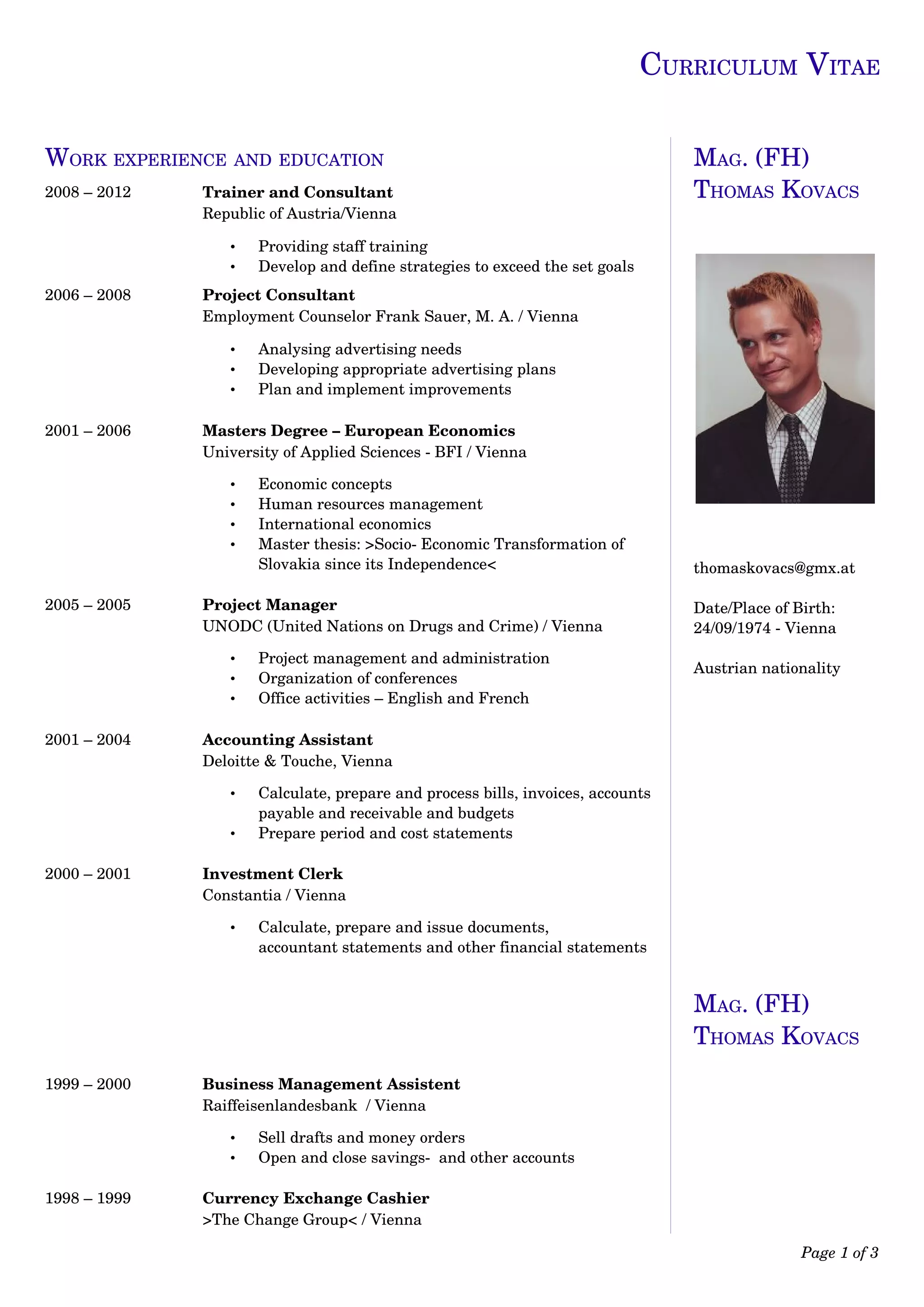 Cv thomas kovacs | PDF