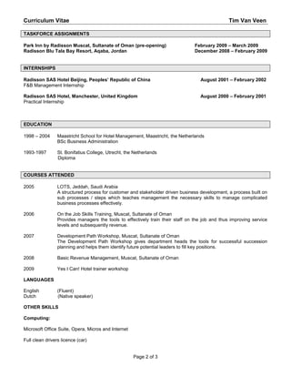 Cv Tim Van Veen | PDF