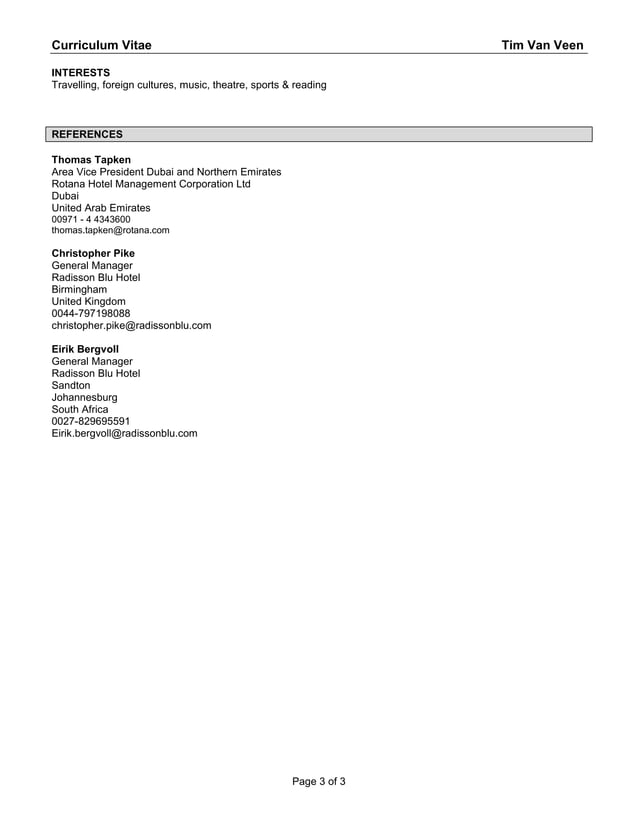 Cv Tim Van Veen | PDF