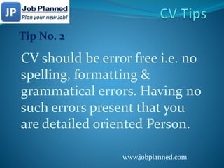 Cv tips by www.jobplanned.com