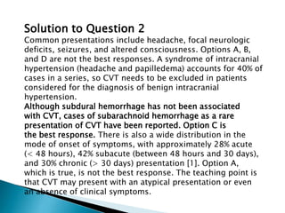 Cerebral Venous Thrombosis (CVT) MCQ | PPT