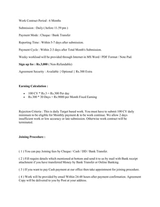 Cv to excel data mining work - offline | PDF