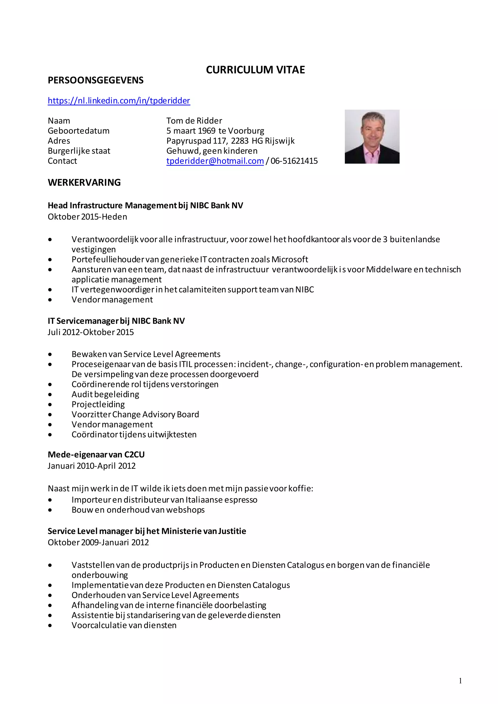 Cv tom de ridder NL | PDF
