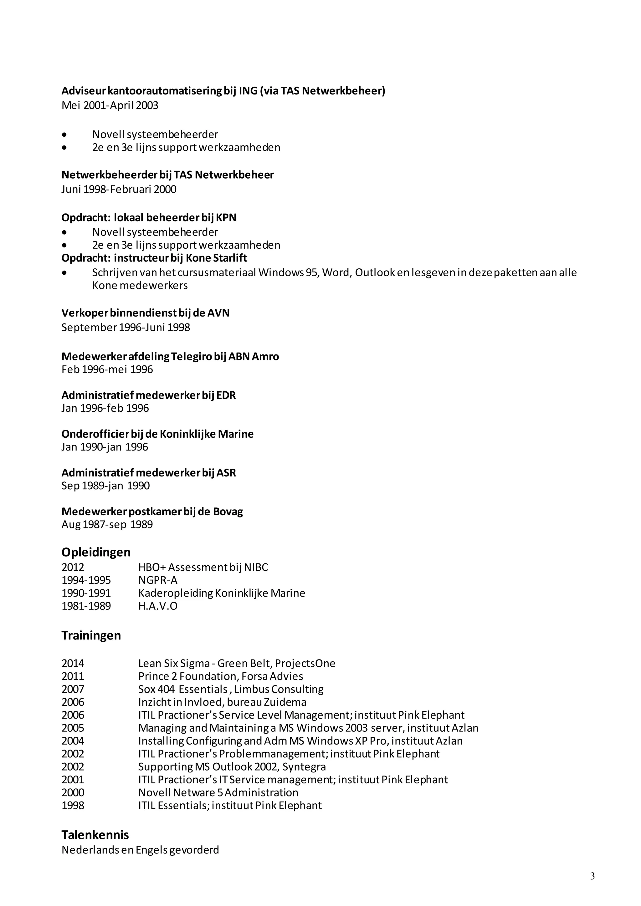 Cv tom de ridder NL | PDF