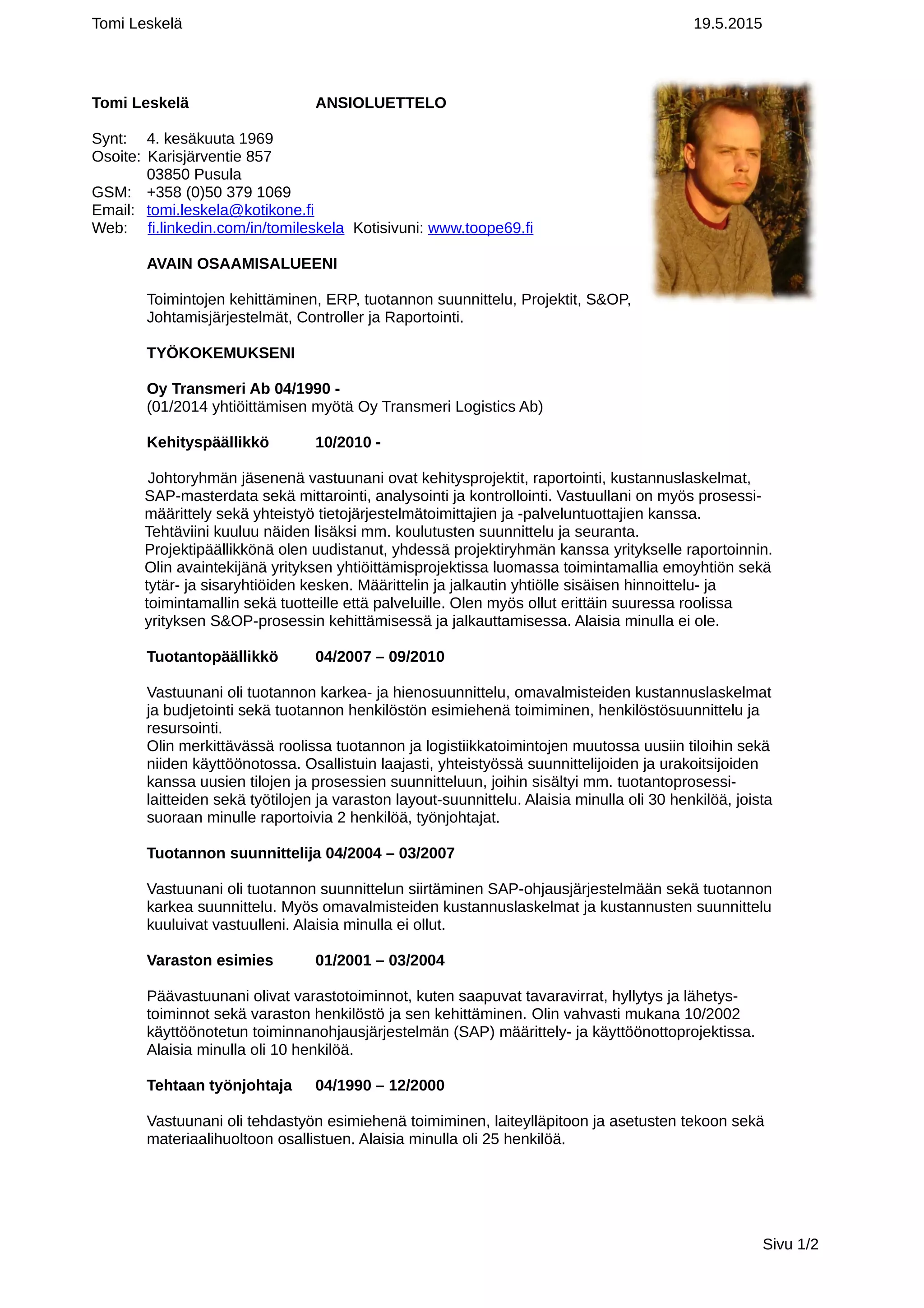 Cv tomi leskelä fi | PDF