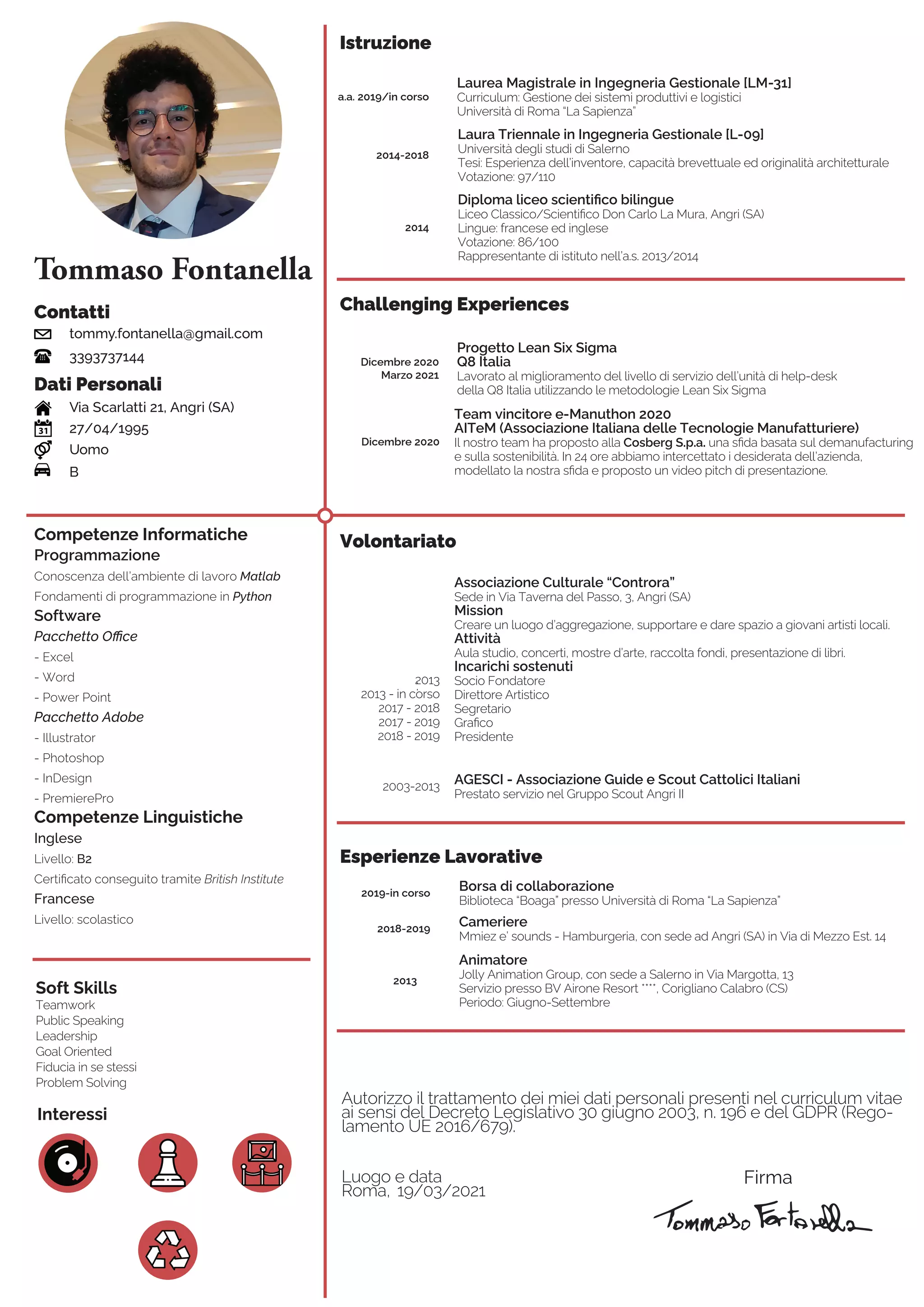 Cv Tommaso Fontanella | PDF