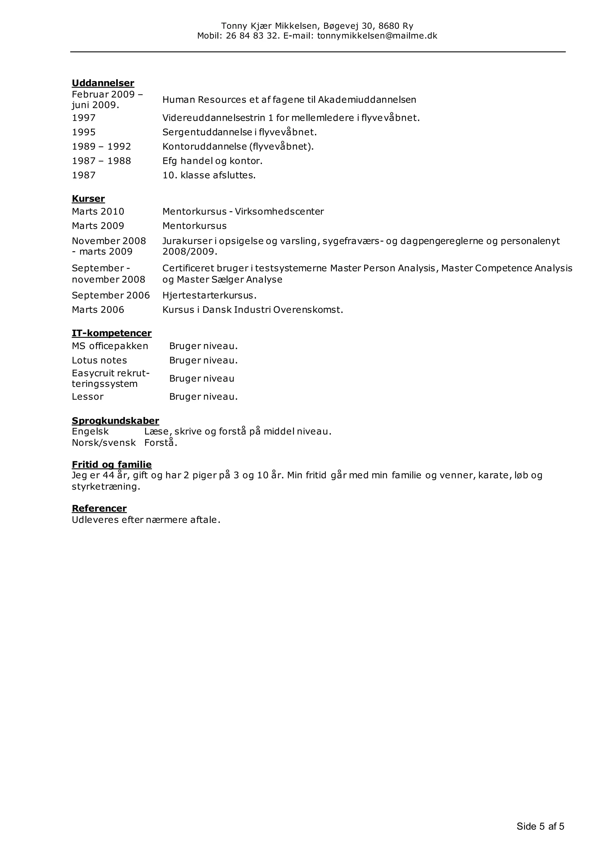 CV Tonny Mikkelsen | DOCX