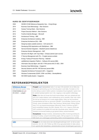 Norwegian CV for André Torkveen (current as of May ’25) | PDF