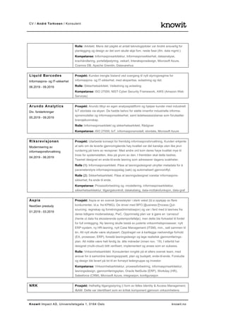 Norwegian CV for André Torkveen (current as of May ’25) | PDF