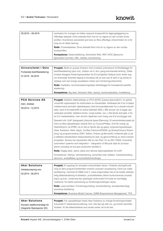 Norwegian CV for André Torkveen (current as of May ’25) | PDF