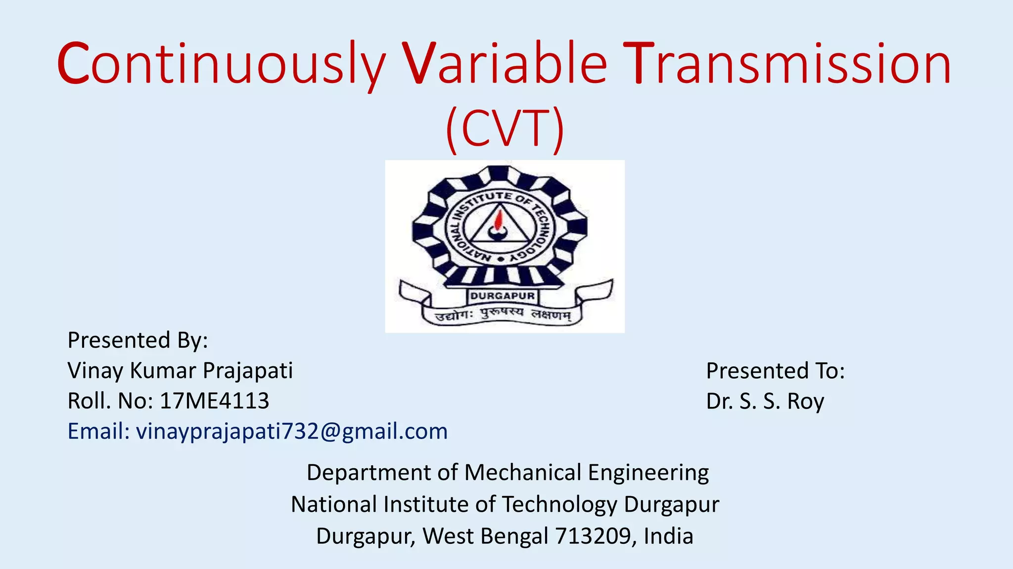 Continuously Variable Transmission ( CVT ) | PPTX | Performance Cars | Auto Type