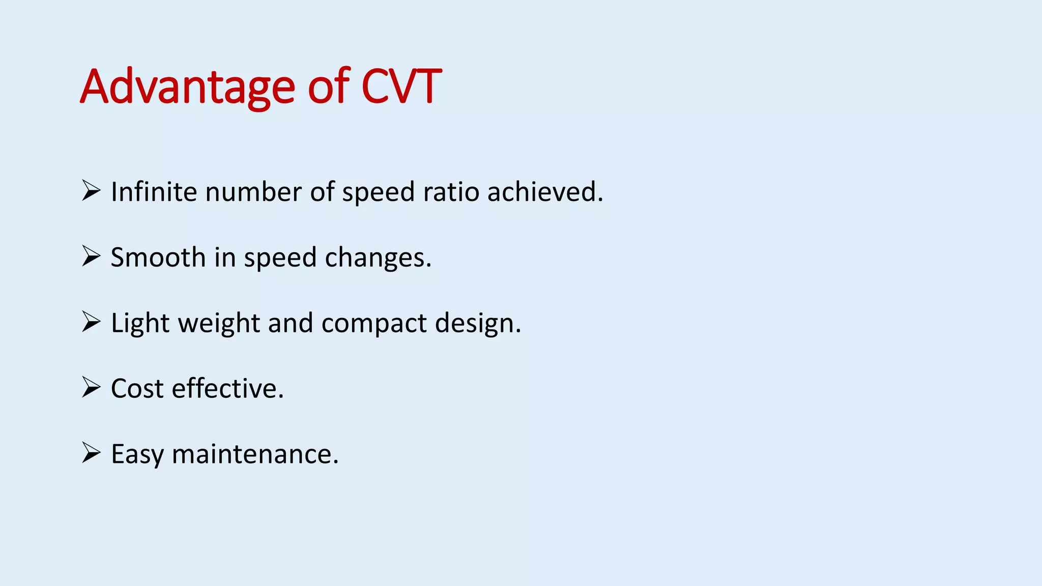 Continuously Variable Transmission ( CVT ) | PPTX | Performance Cars | Auto Type