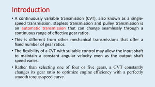 Continuously Variable Transmission ( CVT ) | PPTX | Performance Cars | Auto Type