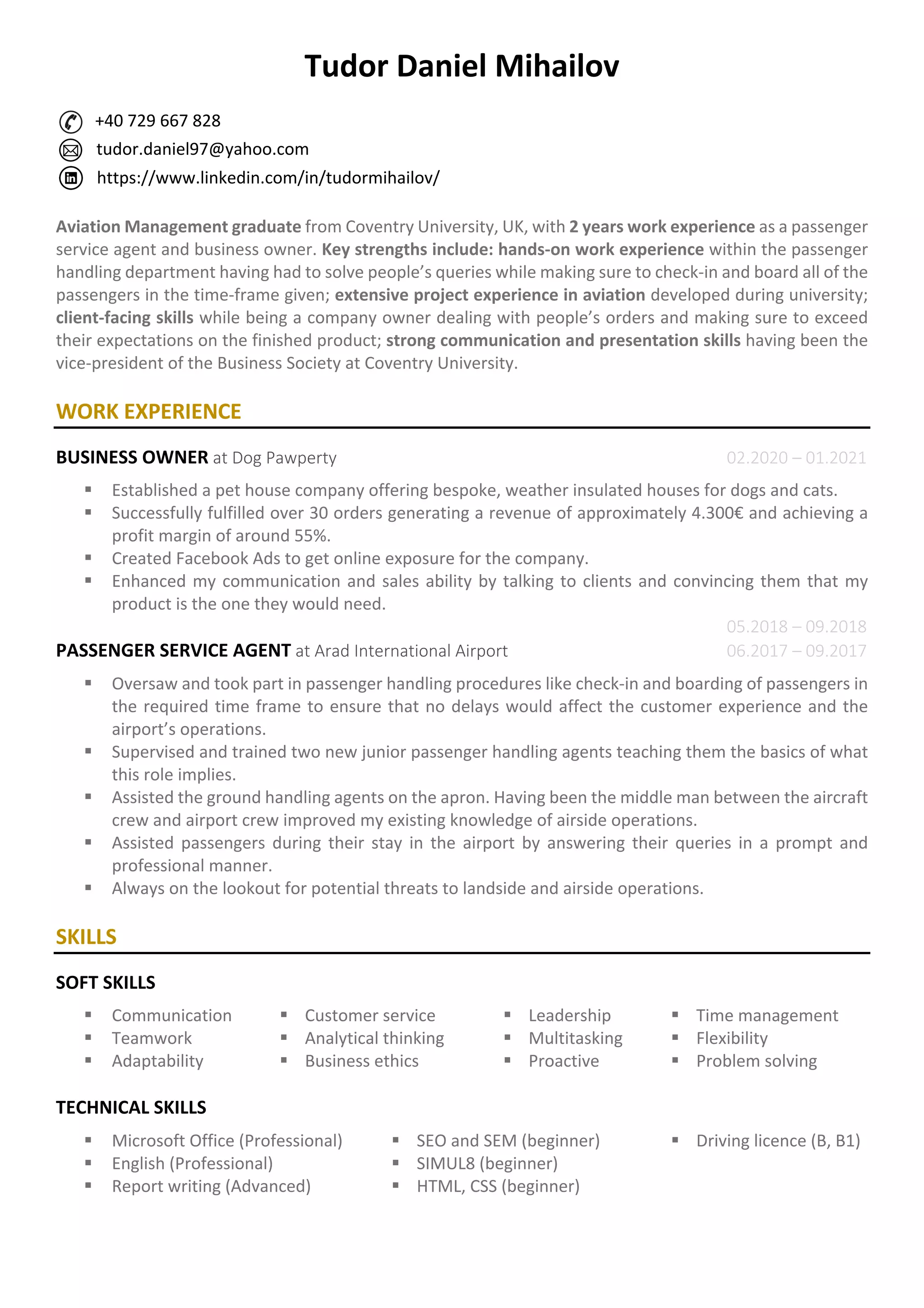 CV Tudor Mihailov | PDF