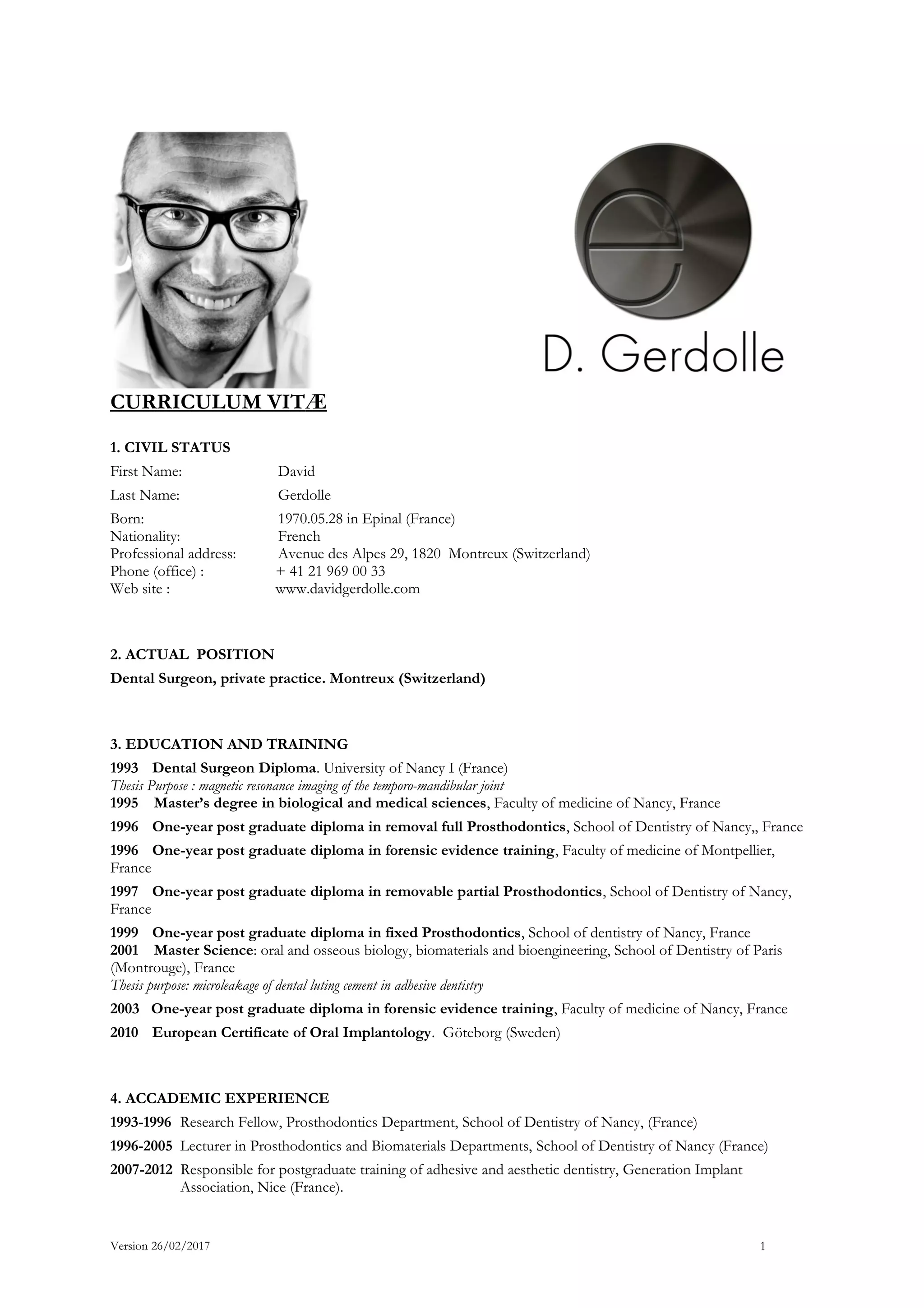 David's Resume | DOC | Dental Health | Diseases and Conditions