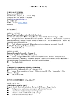 CV Valerio Battista | PDF