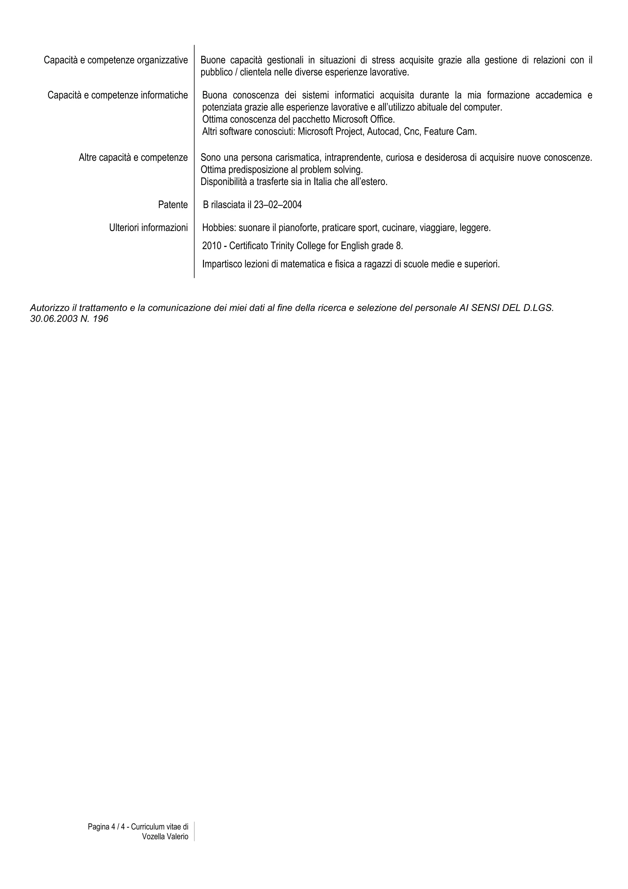 Cv valerio vozella | PDF
