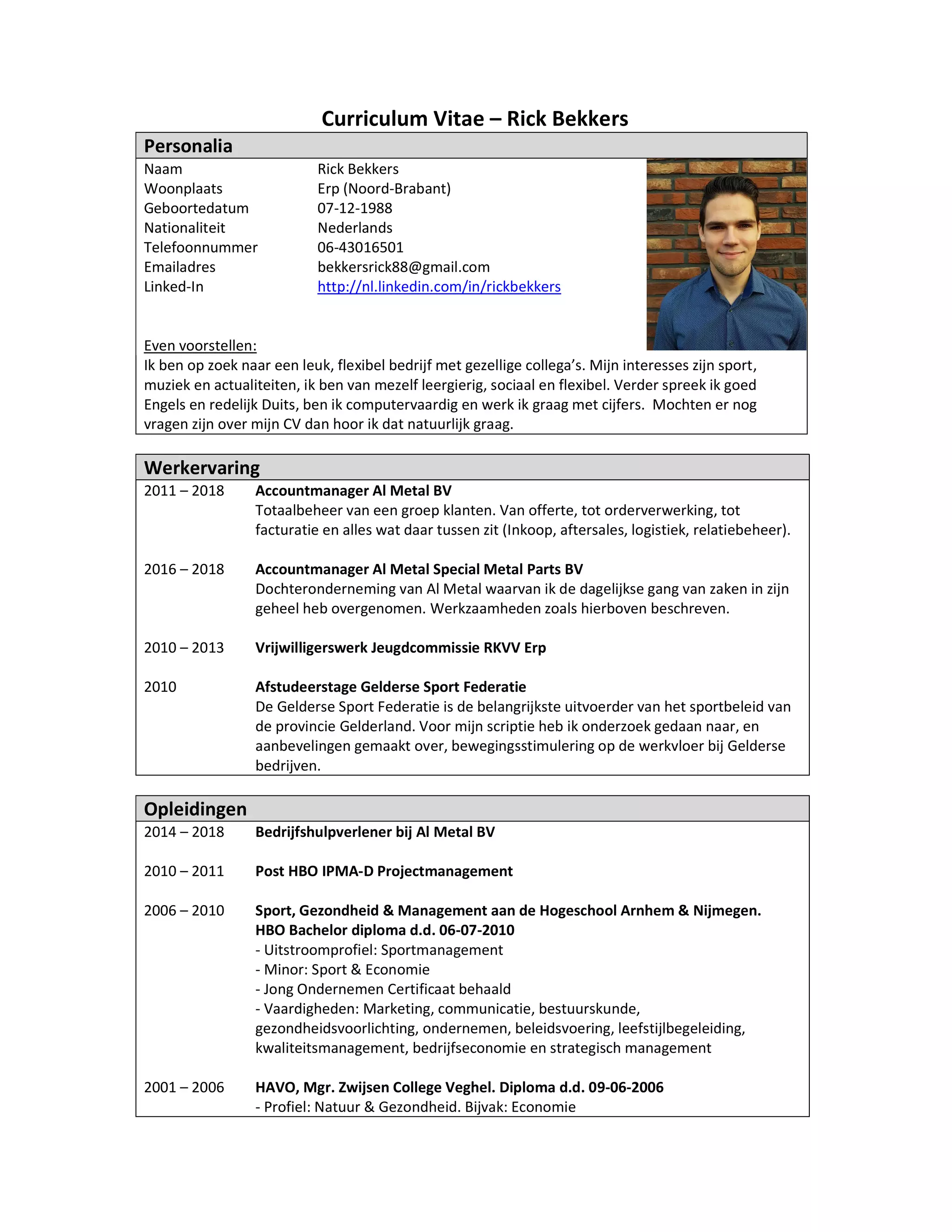 CV van Rick Bekkers | PDF