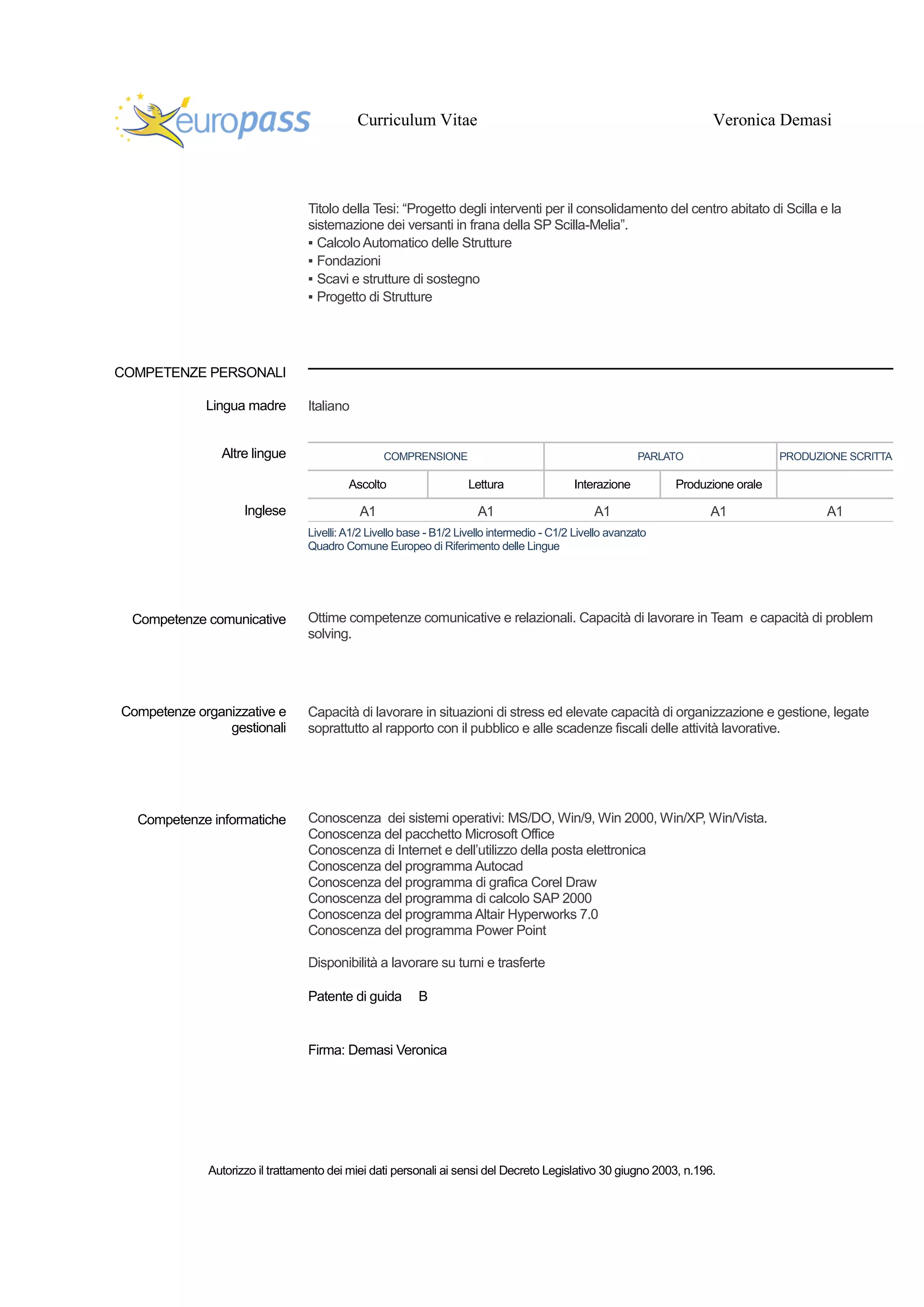 Cv veronica demasi | PDF