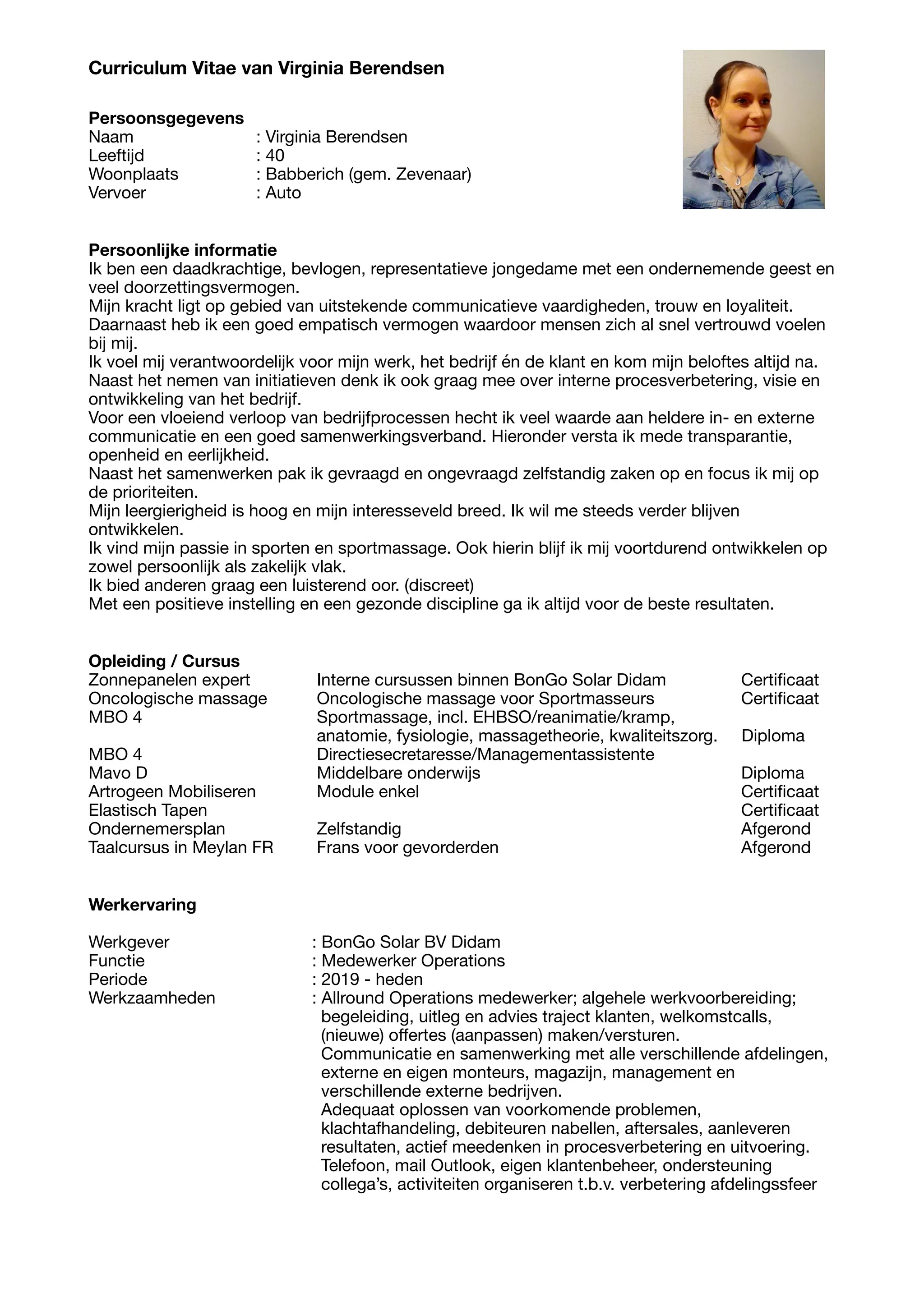 Cv virginia berendsen 2021 | PDF