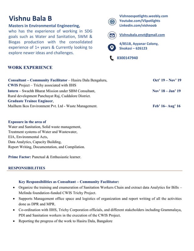 Resume - Vishnu Bala B | PDF