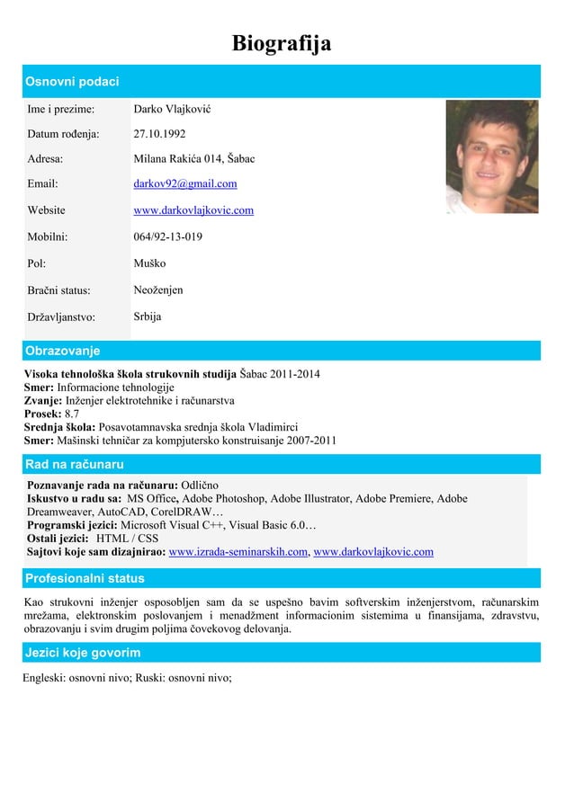 Cv vlajkovic darko1 | PDF