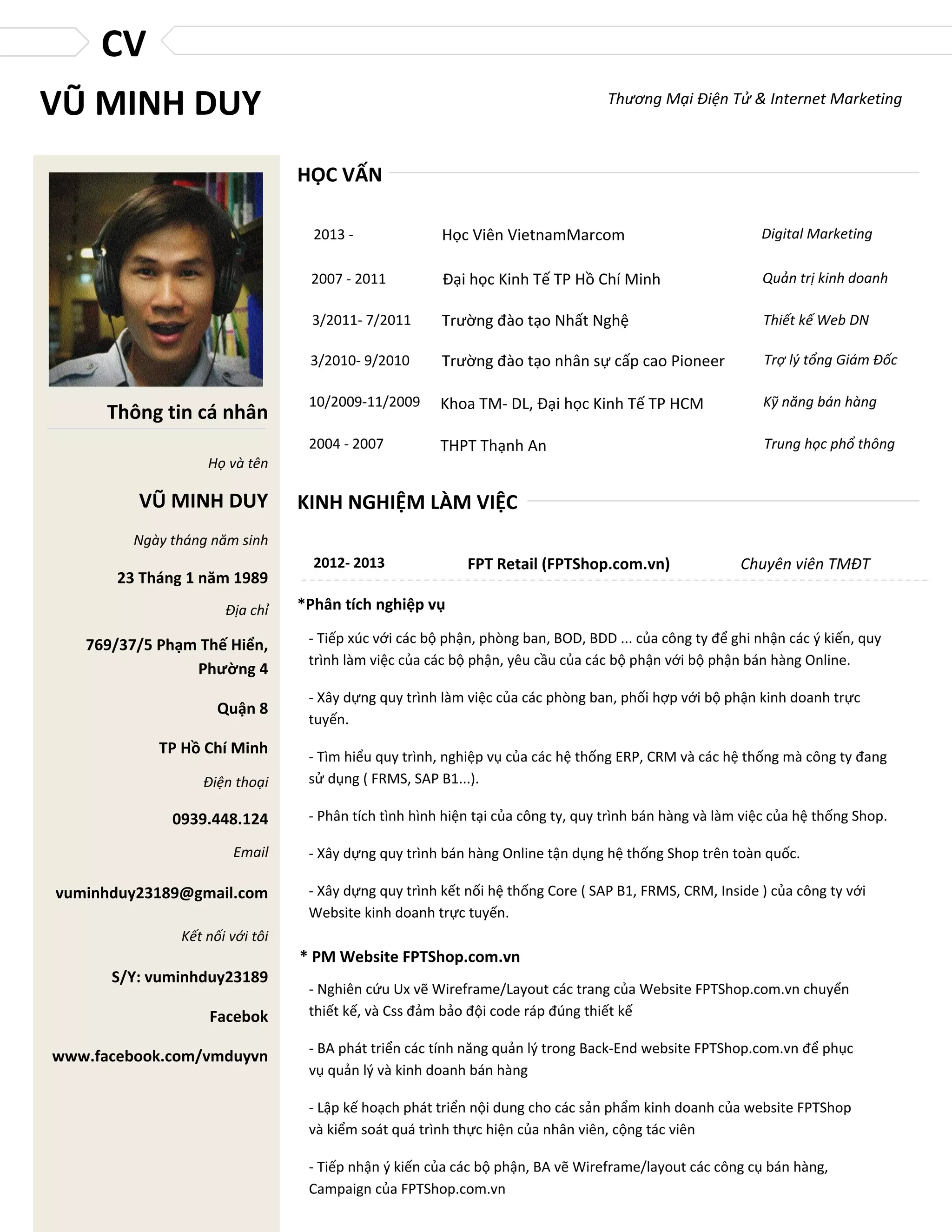 Cv vu minh duy | PDF