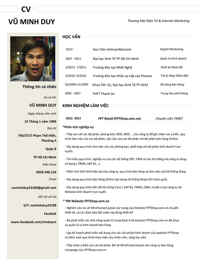 Cv vu minh duy | PDF