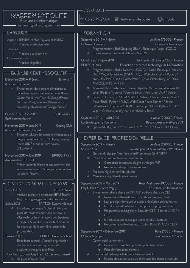Curriculum Vitae, Warren HYPOLITE | PDF