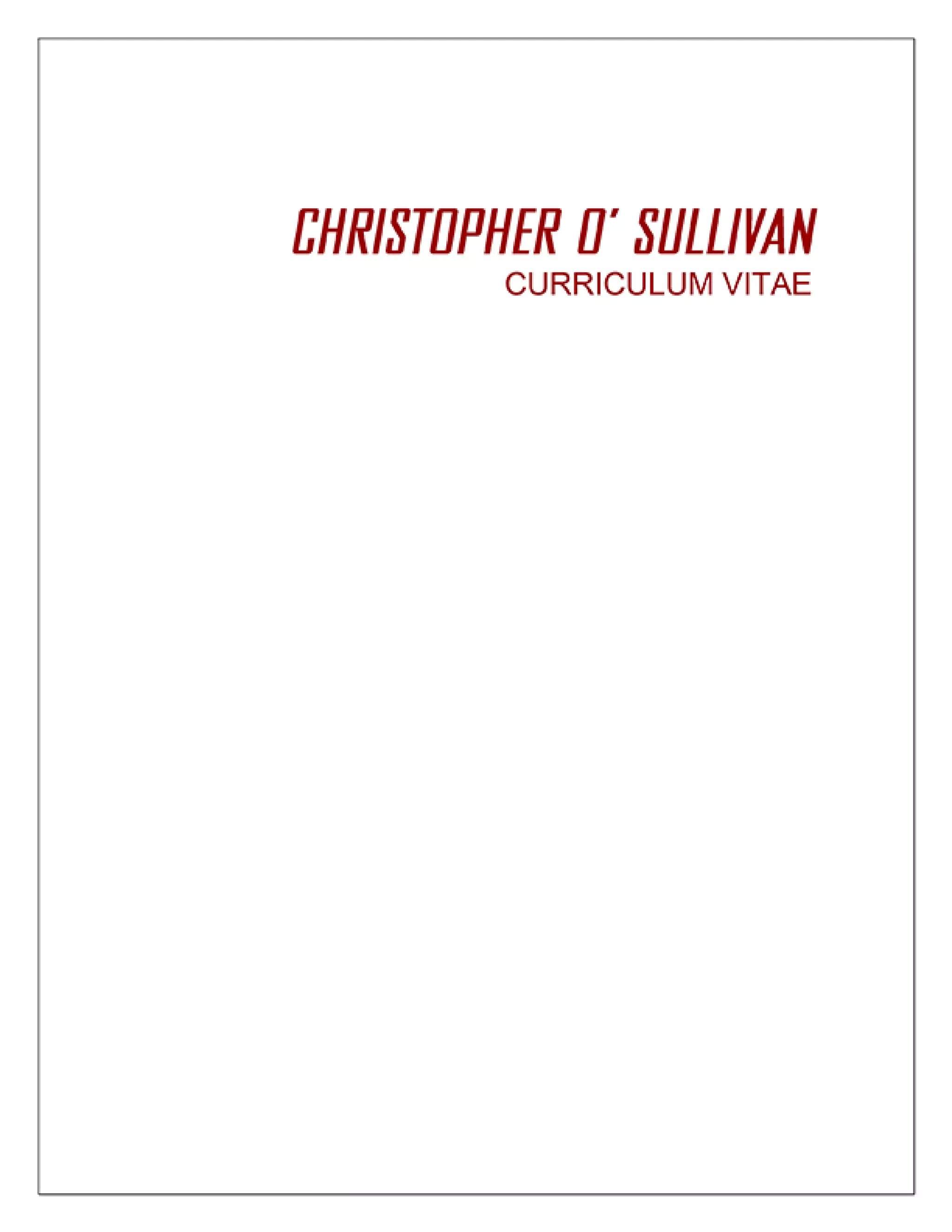 Christopher O Sullivan CV | PDF