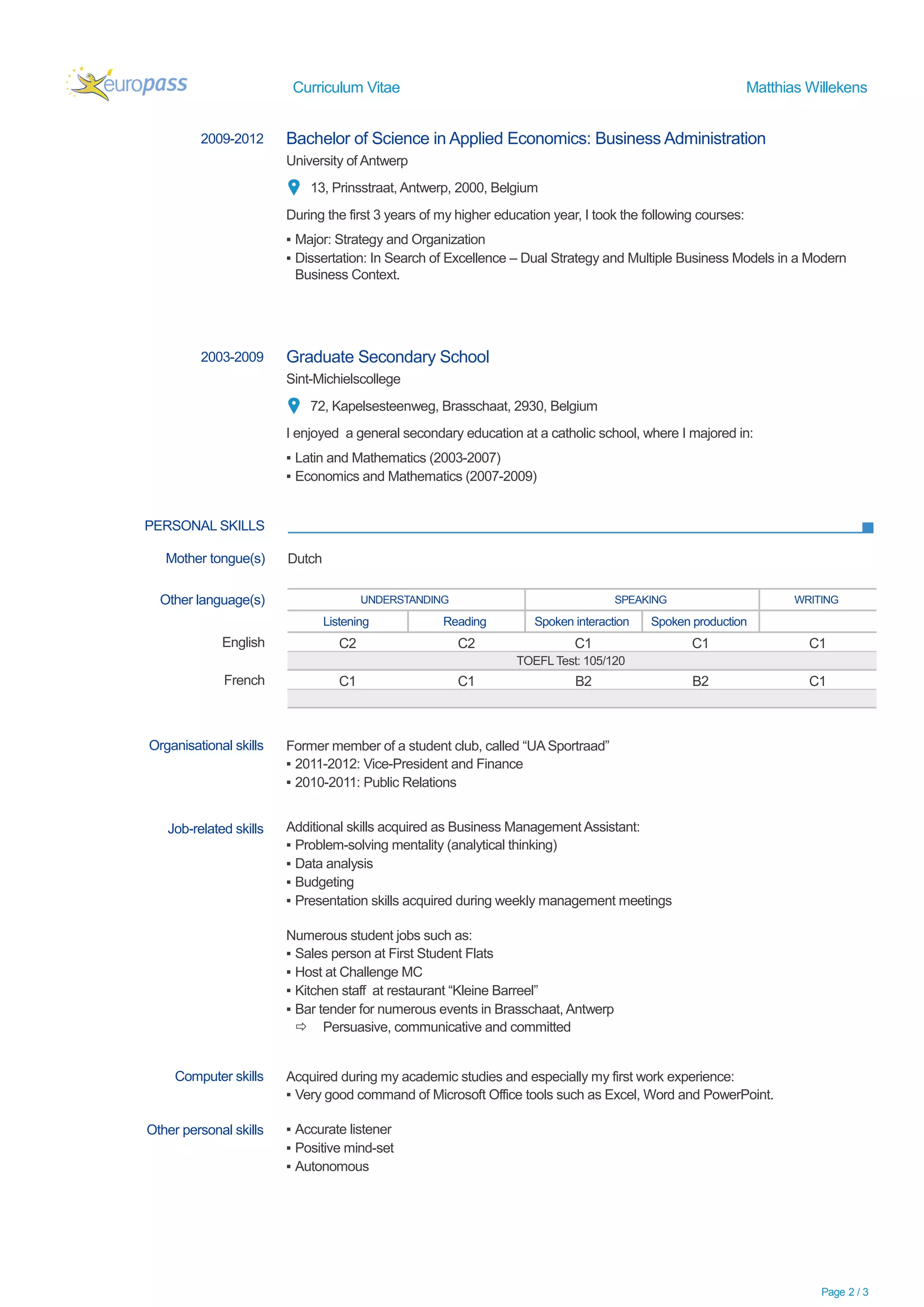 CV Willekens Matthias | DOC