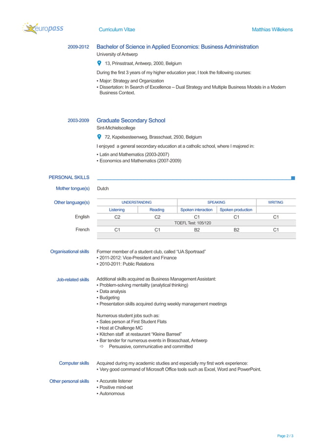 CV Willekens Matthias | DOC