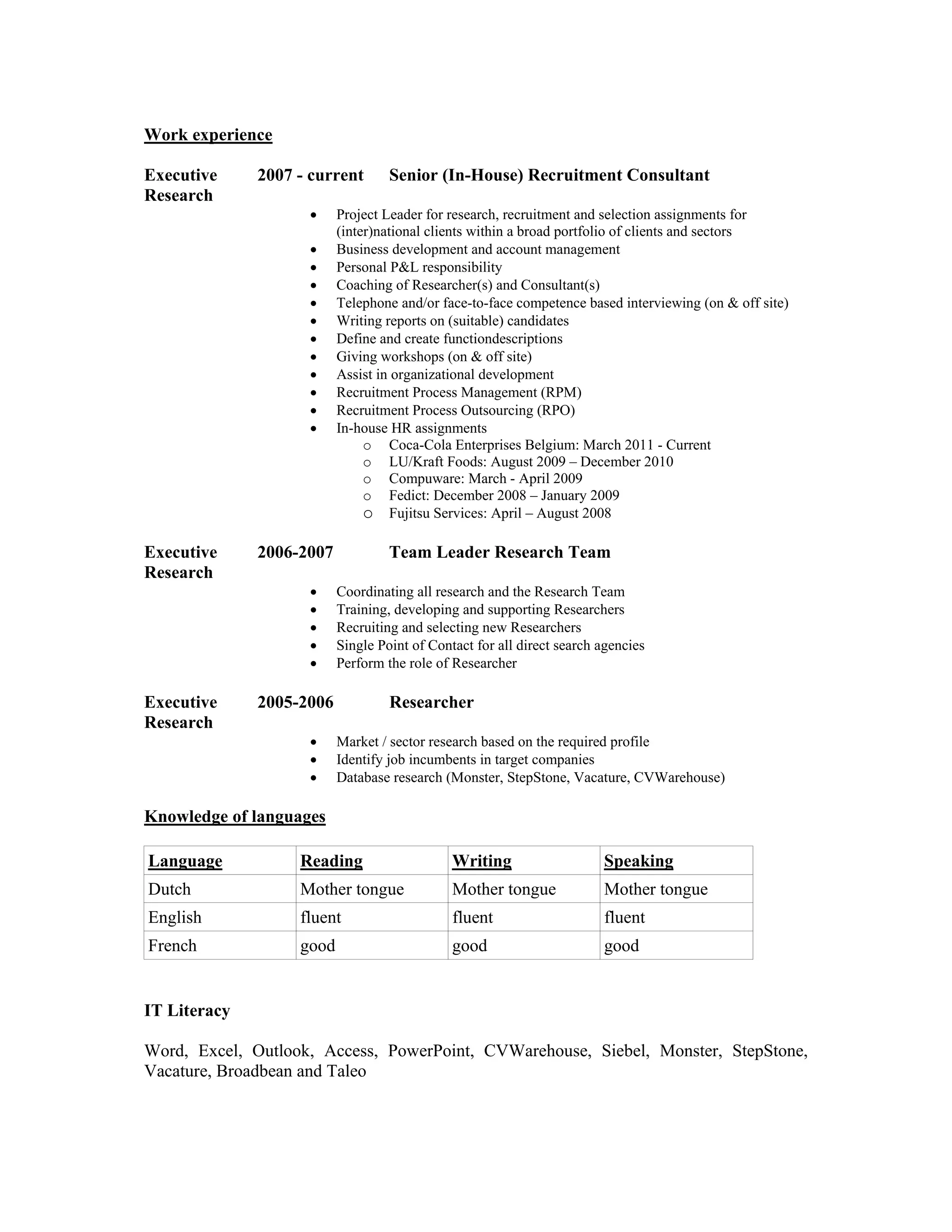 Cv willem delaere en - 2013 | PDF