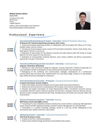 Cv William Salmon Lefranc En Dvpt | PDF