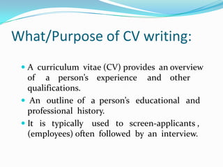 Cv writing | PPT