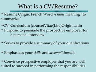 Cv writing | PPT