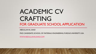 How to make an academic CV for graduate school application? | PPT