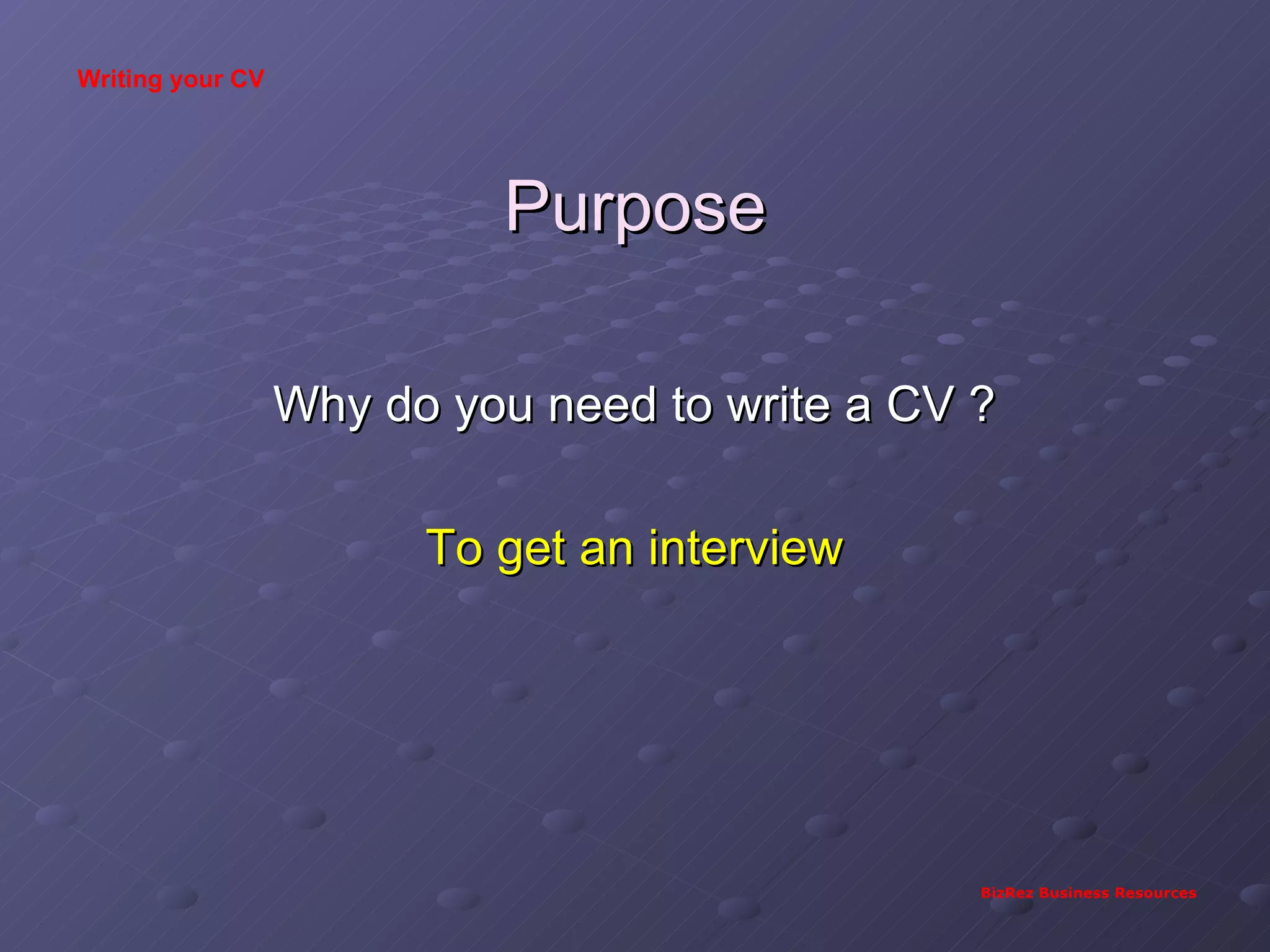 Cv Writing Slides | PPT