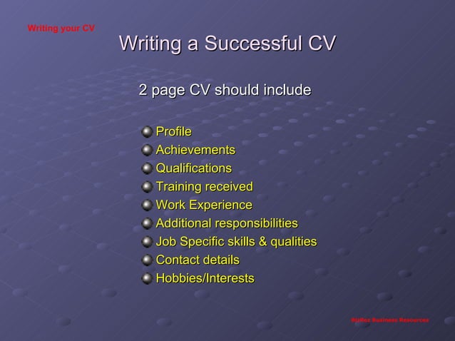 Cv Writing Slides | PPT
