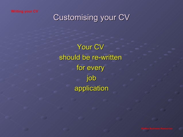 Cv Writing Slides | PPT