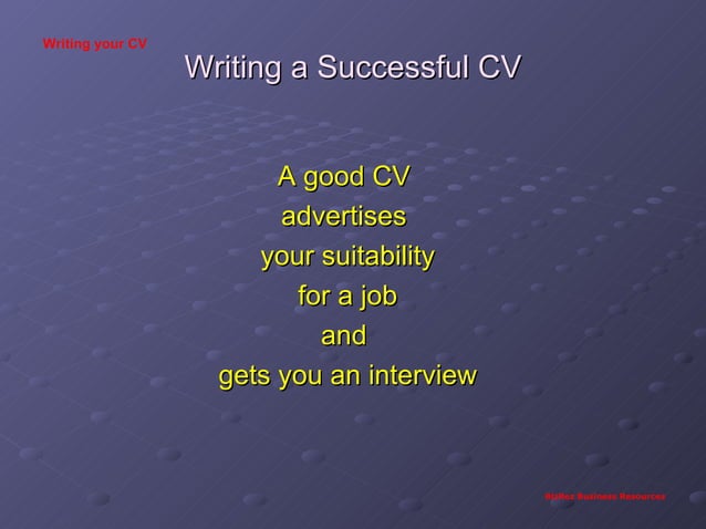 Cv Writing Slides | PPT