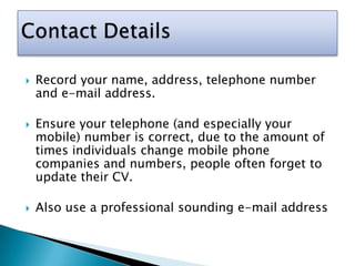 CV Writing Tip's | PPT