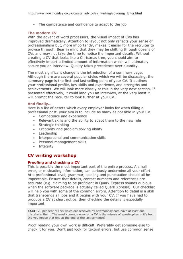 Cv writing workshop | DOC | Resume Writing and Advice | Job Search