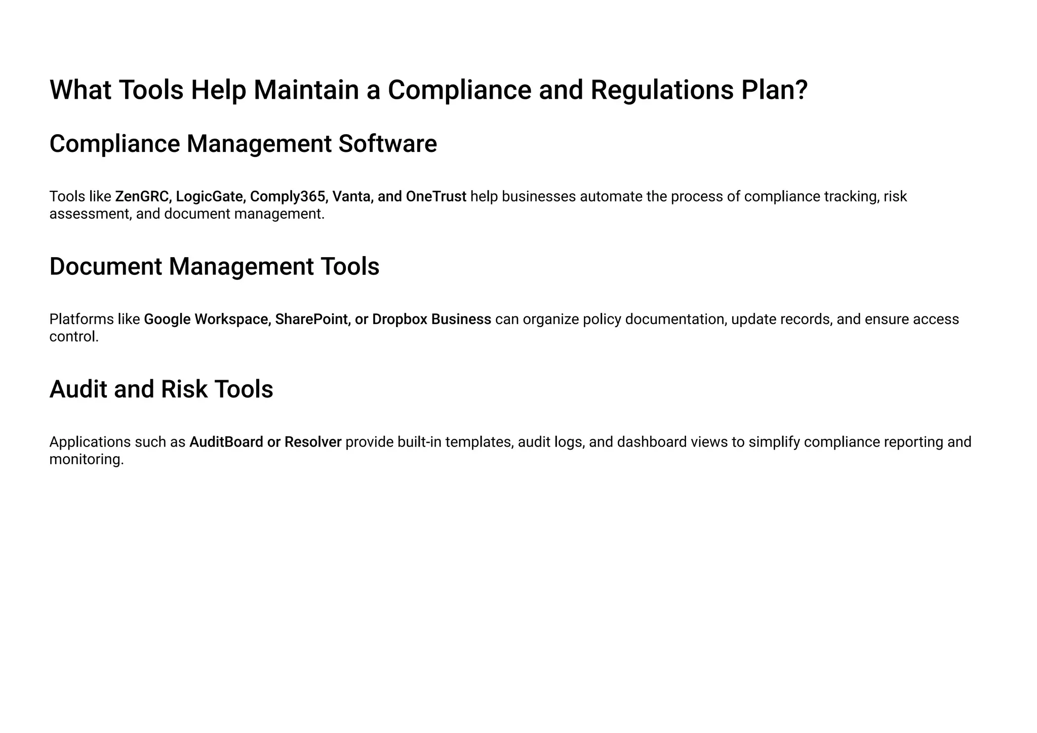 What Tools Help Maintain a Compliance and Regulations Plan? | PDF