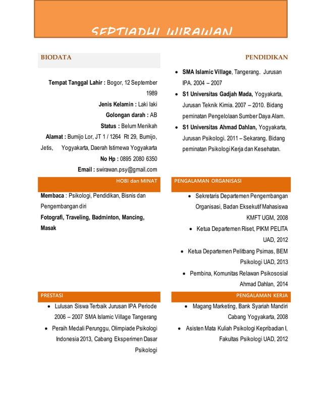 CONTOH CV SEDERHANA | PDF