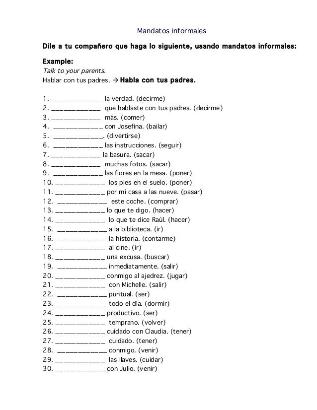 Cw 03132013-mandatos informales (afirmativos) - fill in gaps