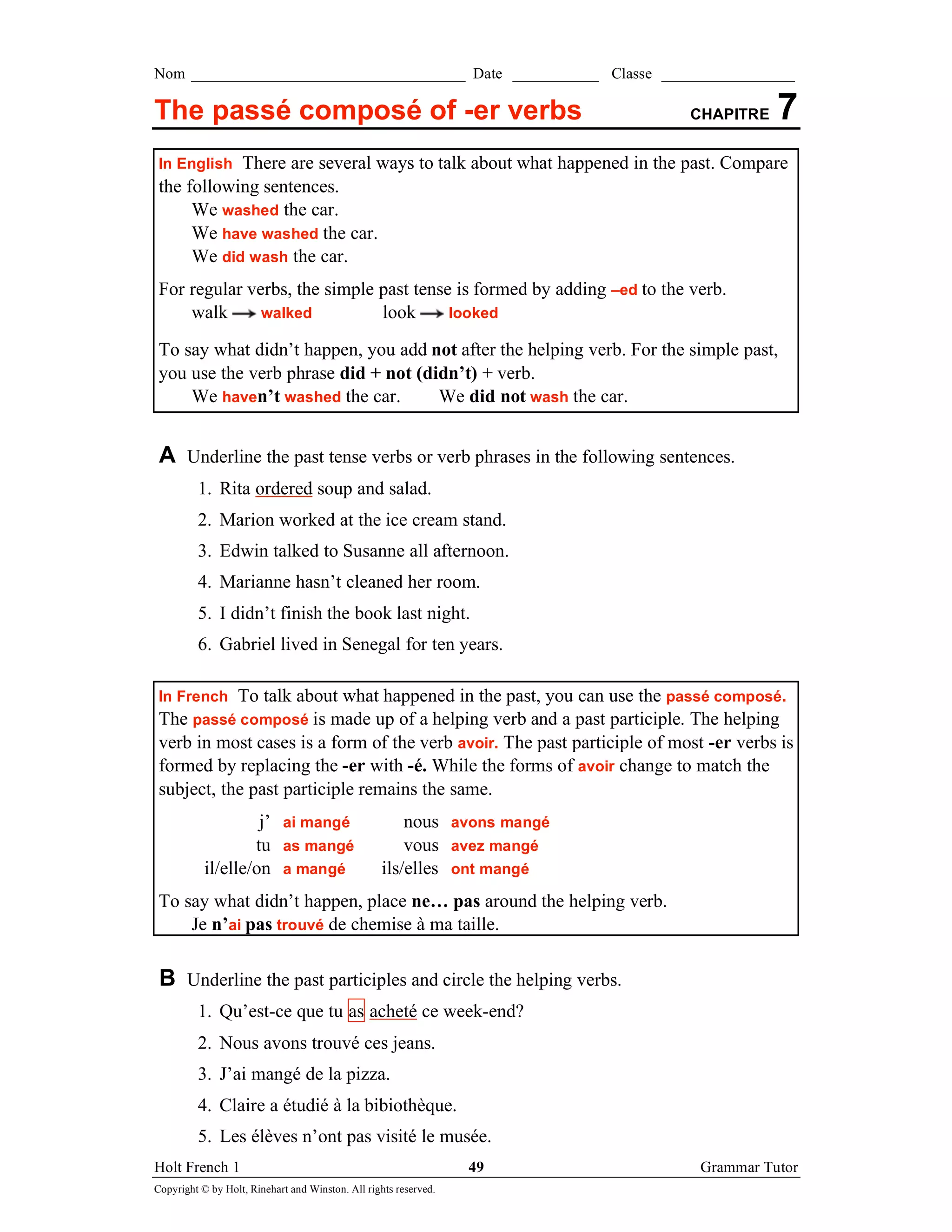 Cw 03182013-handout passe-compose | PDF