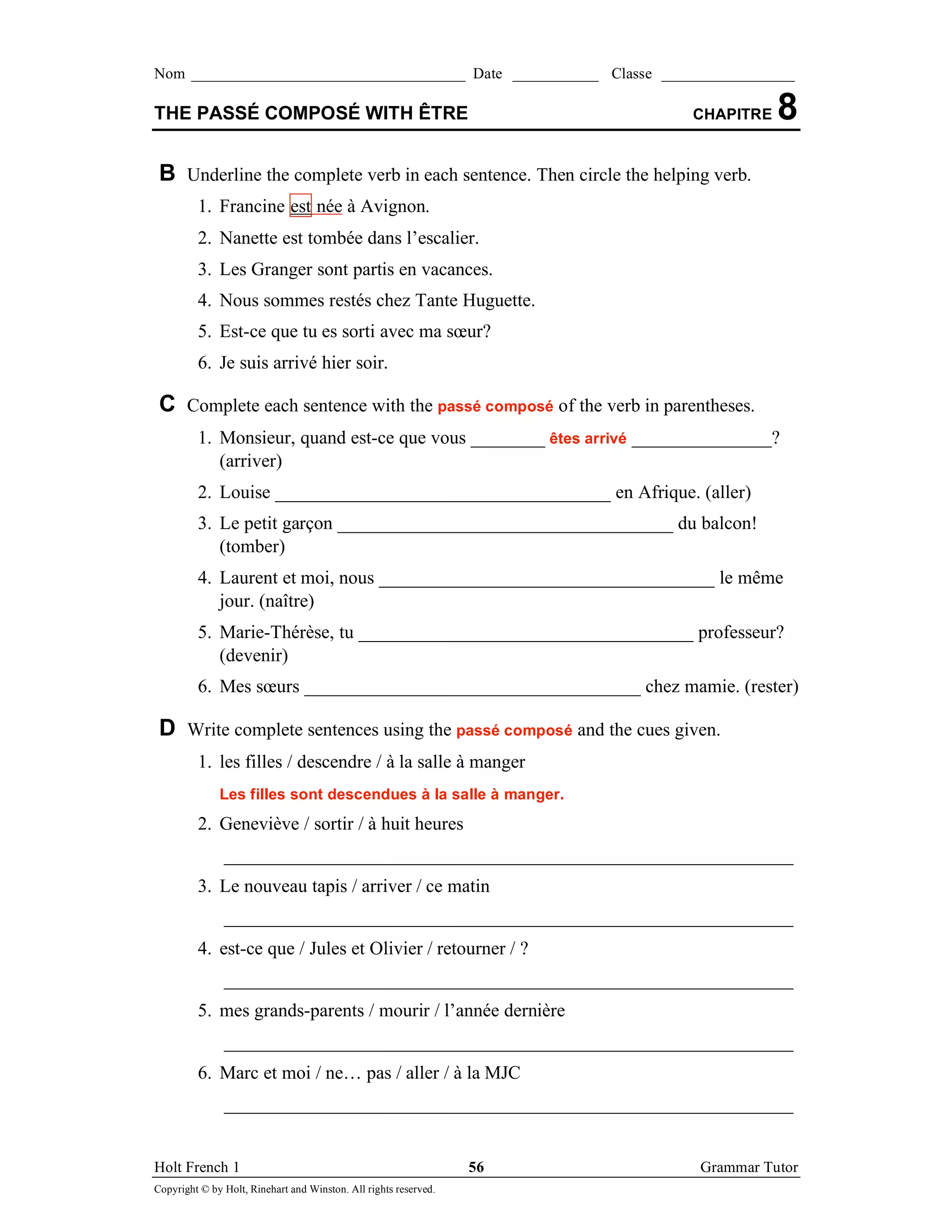 Cw 03182013-handout passe-compose | PDF