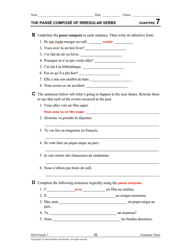 Cw 03182013-handout passe-compose | PDF
